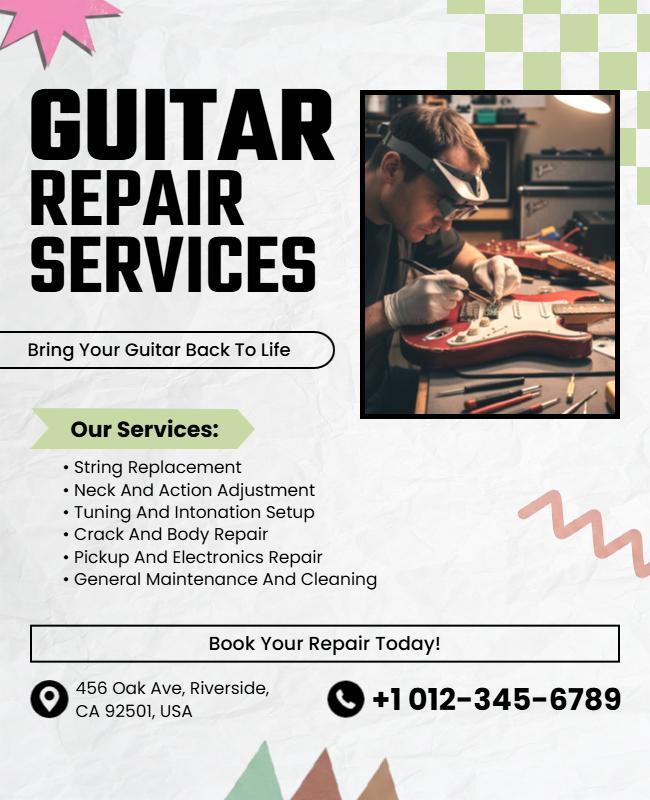 Guitar Repair Services Promotion Flyer Template