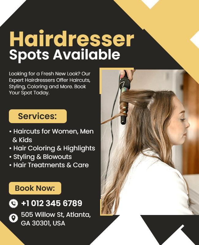 Hairdresser Services Appointment Booking Flyer Template