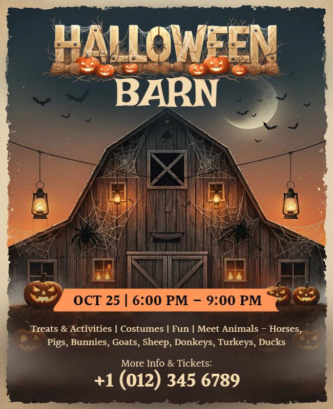Halloween Barn Party Event Flyer Template