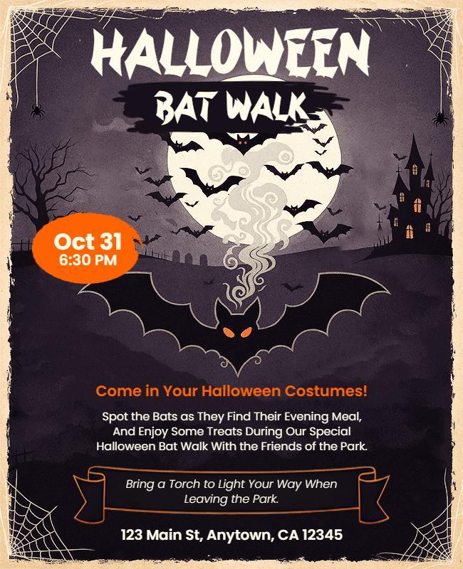 Halloween Bat Walk Event Flyer Template
