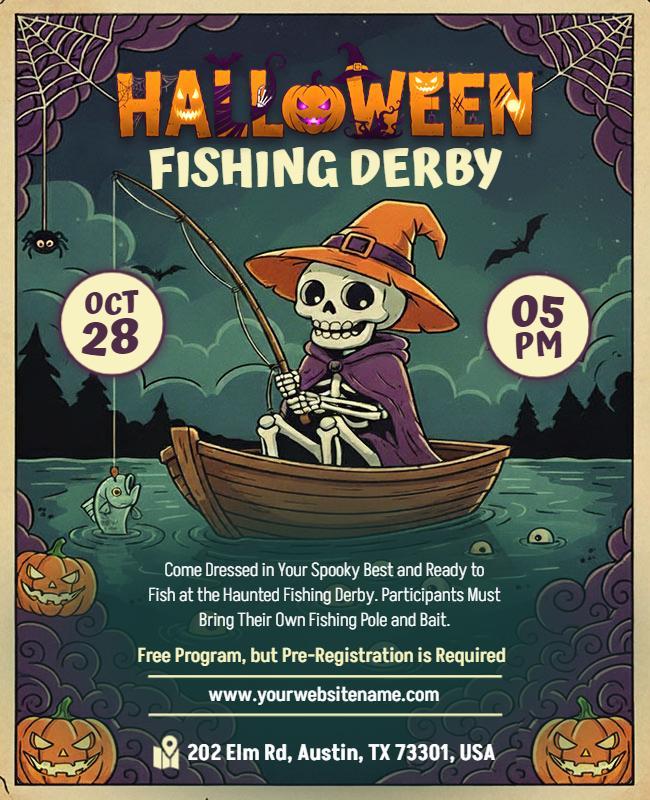 Halloween Fishing Derby Event Flyer Template