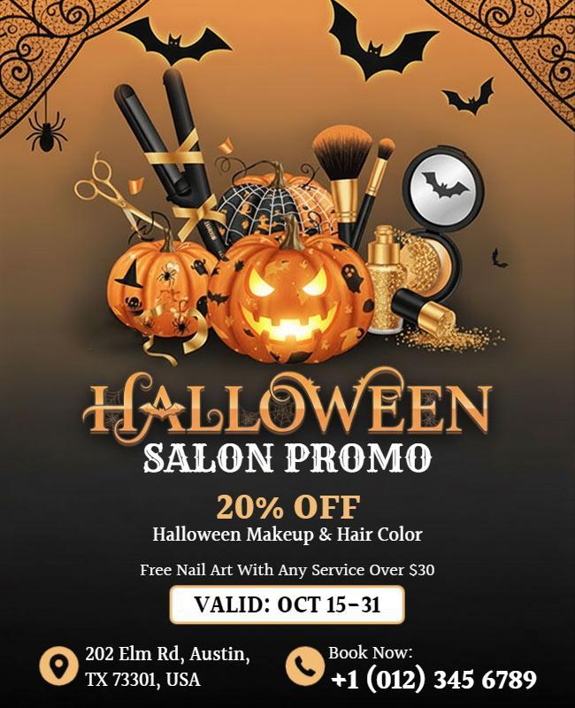 Halloween Salon Discount Promotion Flyer Template