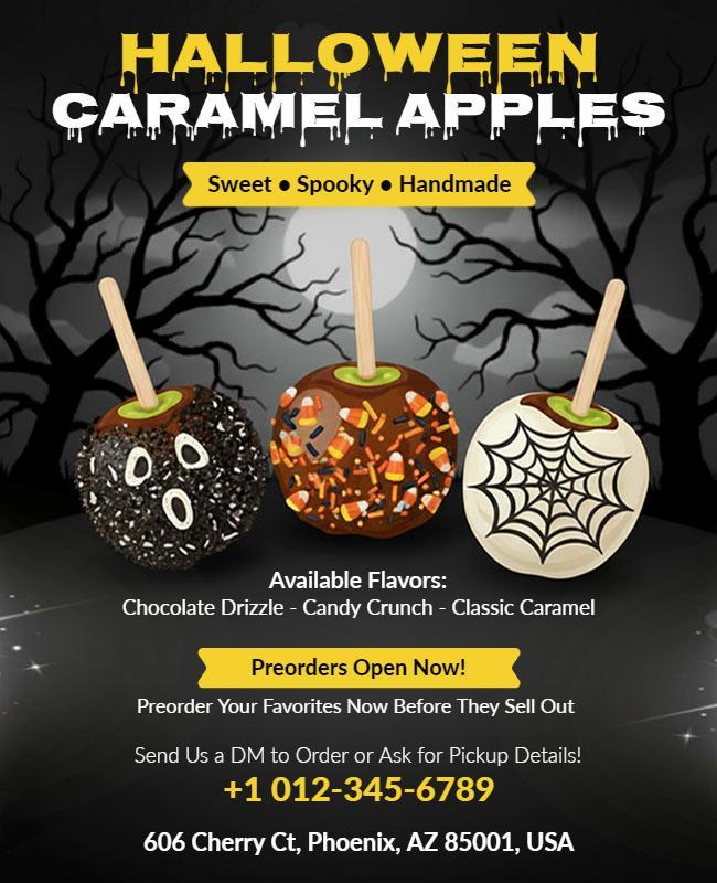 Halloween Themed Caramel Apples Flyer Template