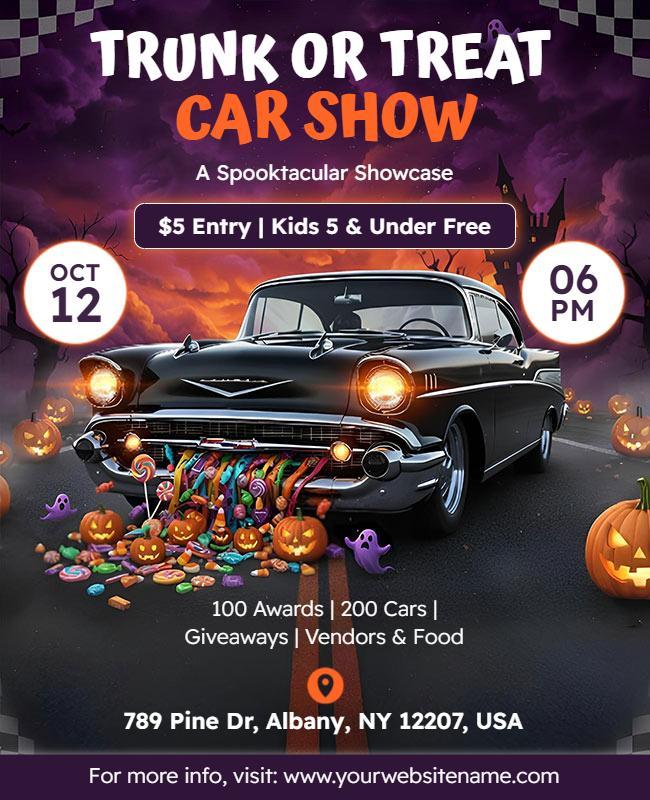 Halloween Trunk or Treat Car Show Flyer Template