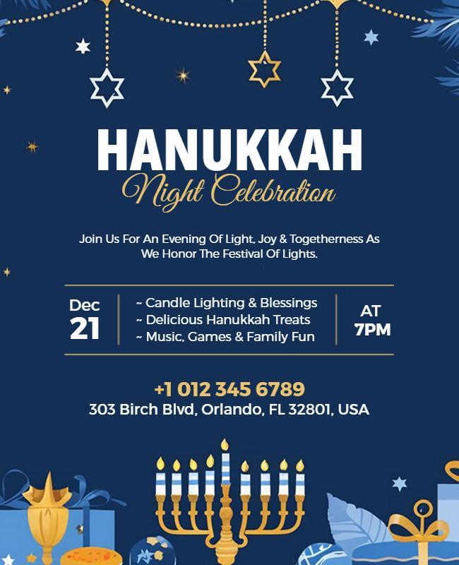 Hanukkah Night Celebration Event Flyer Template