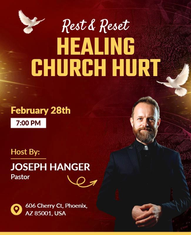 Healing Church Hurt Rest and Reset Flyer Template