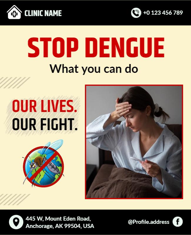 Health Awareness Stop Dengue Prevention Informational Poster Template