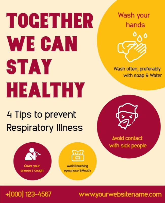Health Awareness Tips for Respiratory Illness Prevention Poster Template