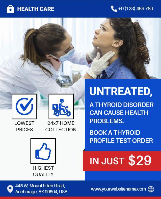 Health Care Promotion for Thyroid Profile Test Order Poster Template