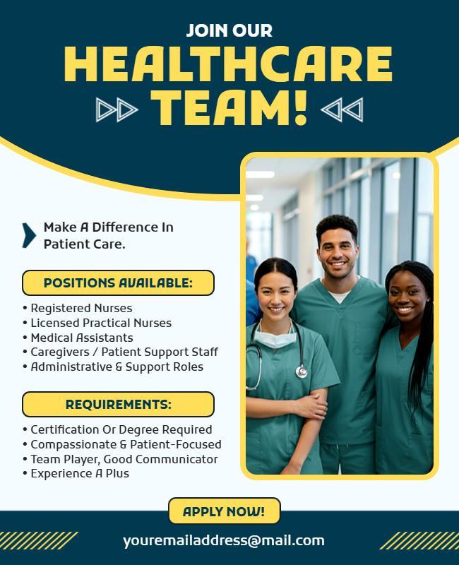 Healthcare Team Recruitment Announcement Flyer Template