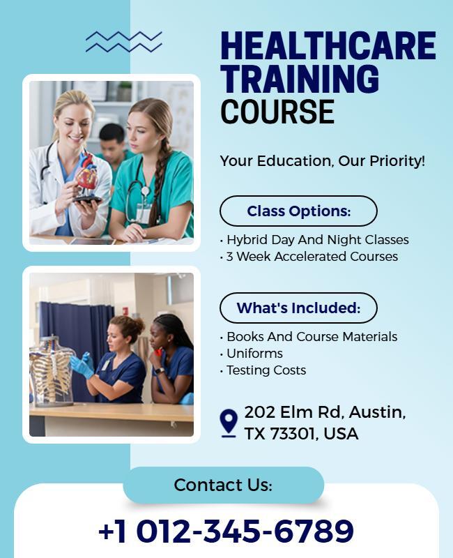 Healthcare Training Course Educational Flyer Template