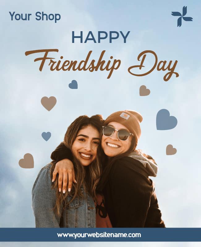 Heartwarming Blue Friendship Day Celebration Poster Template