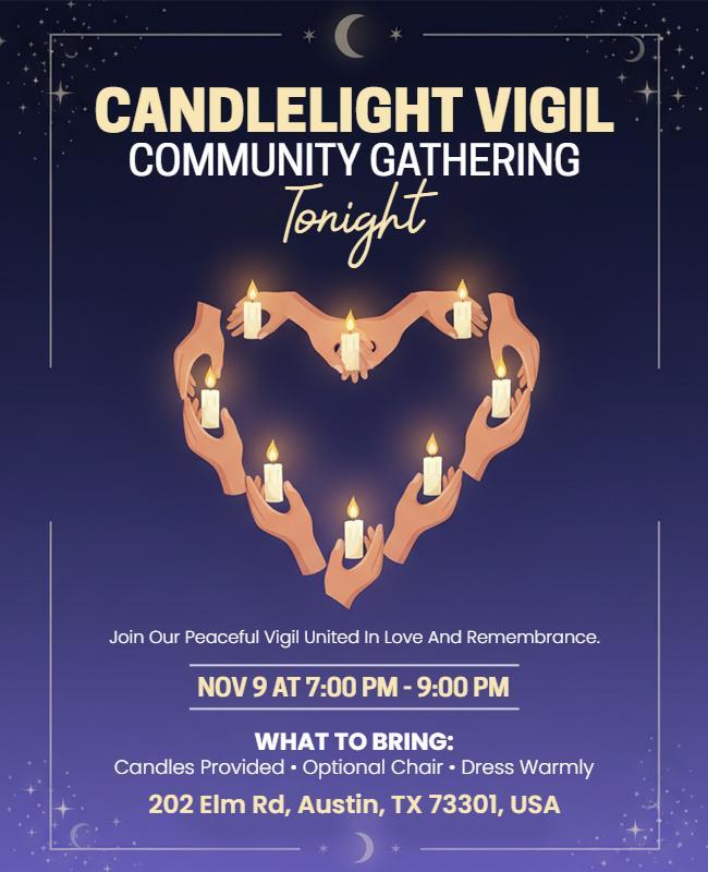 Heartwarming Evening Candlelit Memorial Gathering Flyer Template