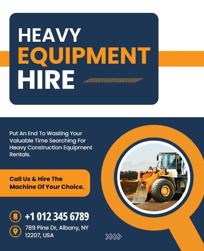 Heavy Construction Equipment Rental Services Flyer Template
