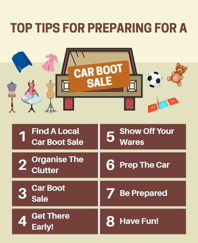 Helpful Guide for Car Boot Sale Preparation Poster Template