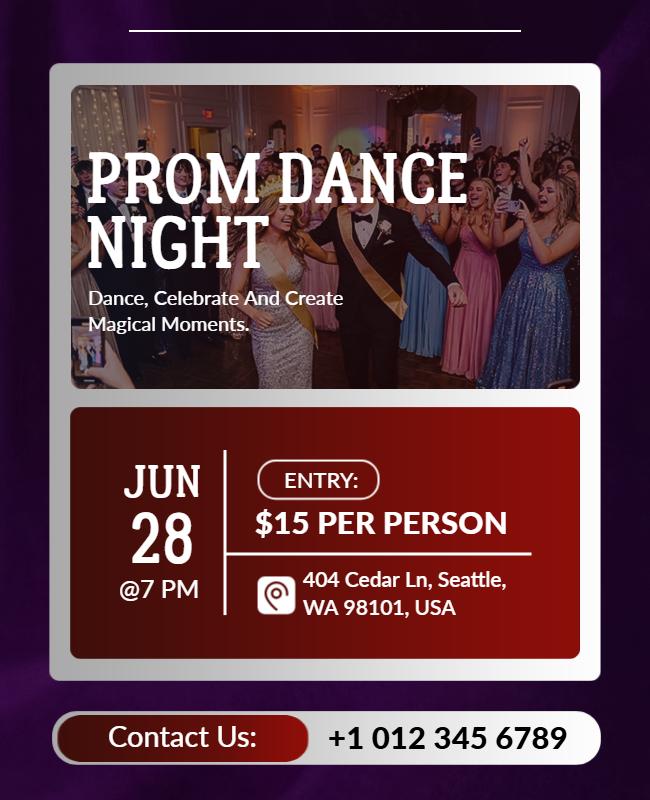 High School Prom Dance Event Poster Template