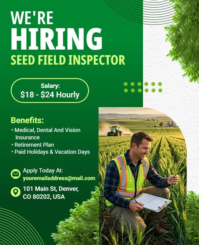 Hiring Notice for Seed Field Inspector Poster Template