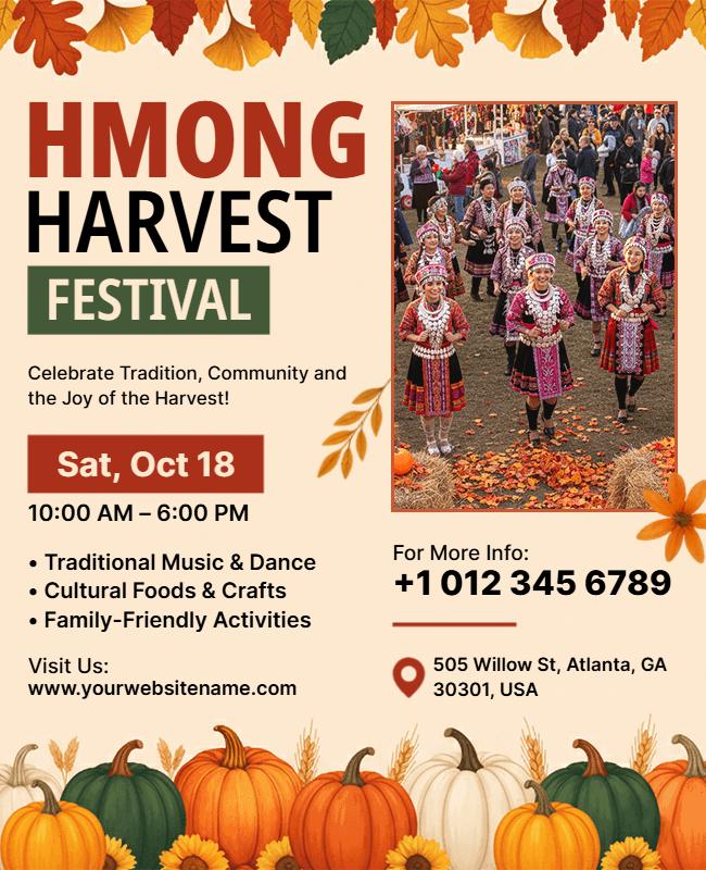 Hmong Cultural Harvest Festival Celebration Flyer Template