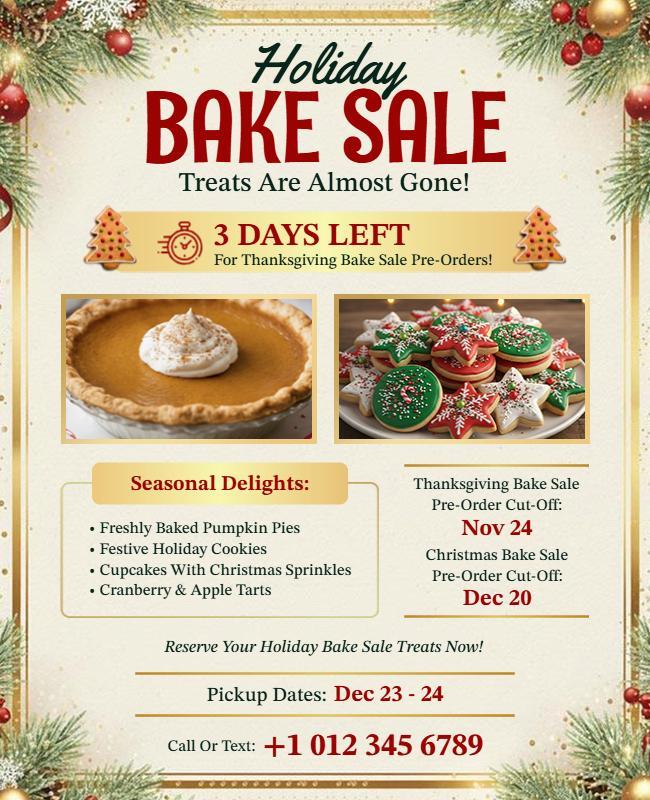 Holiday Bake Sale Event Promotion Flyer Template