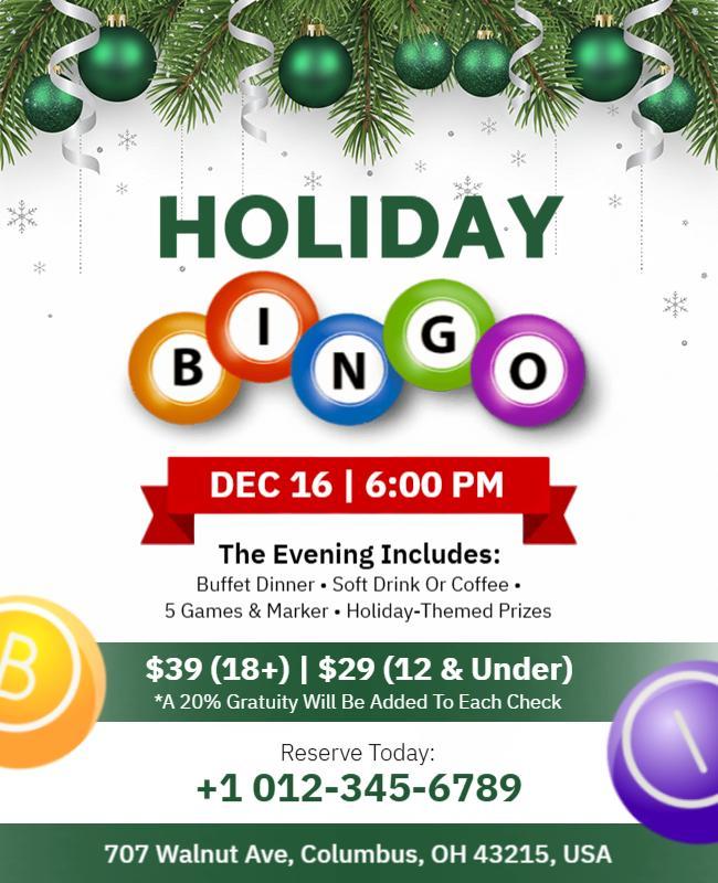 Holiday Bingo Event Flyer Template