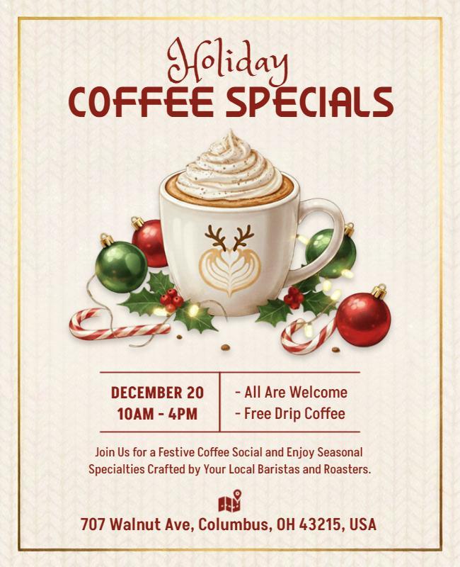 Holiday Coffee Specials Event Flyer Template