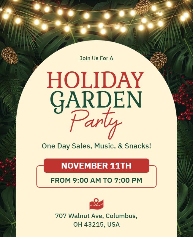 Holiday Garden Party Event Flyer Template