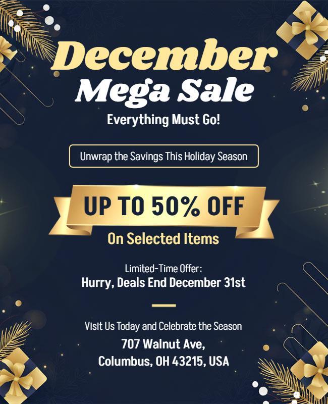 Holiday Season December Mega Sale Discount Flyer Template