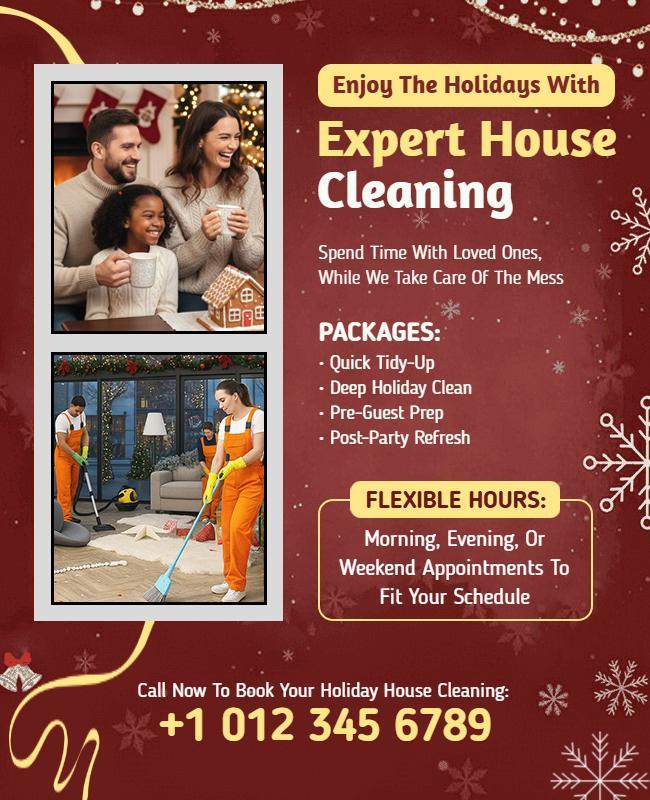 Holiday Season Expert House Cleaning Flyer Template