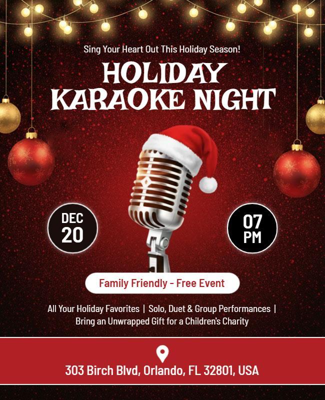 Holiday Themed Karaoke Night Event Flyer Template