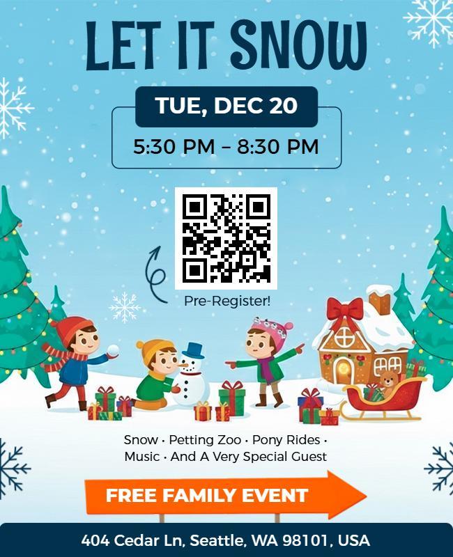 Holiday Themed Let It Snow Fest Flyer Template