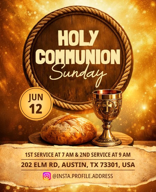 Holy Communion Sunday Church Service Flyer Template