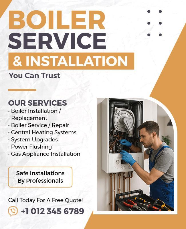 Home Boiler Service and Installation Flyer Template