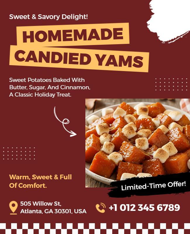 Homemade Candied Yams Promotion Flyer Template