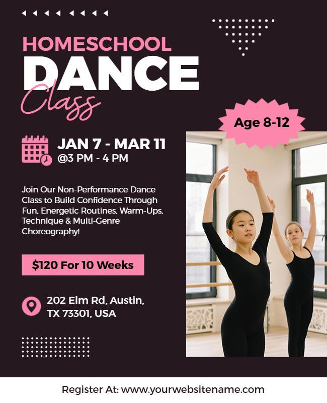 Homeschool Dance Class Promotional Flyer Template