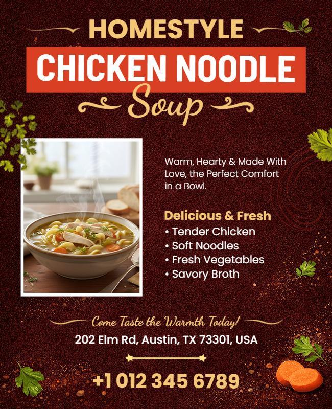 Homestyle Chicken Noodle Soup Promotion Flyer Template