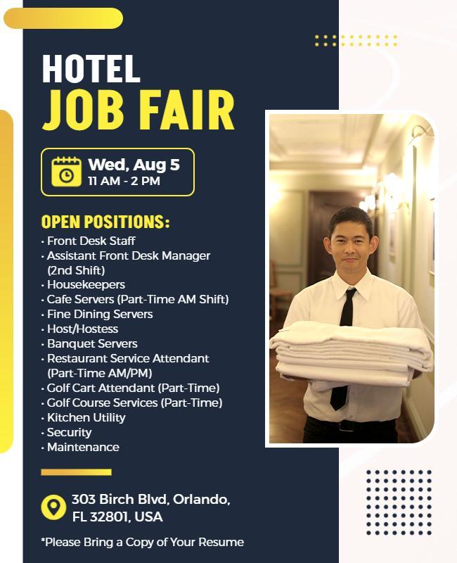 Hotel Job Fair Recruitment Flyer Template