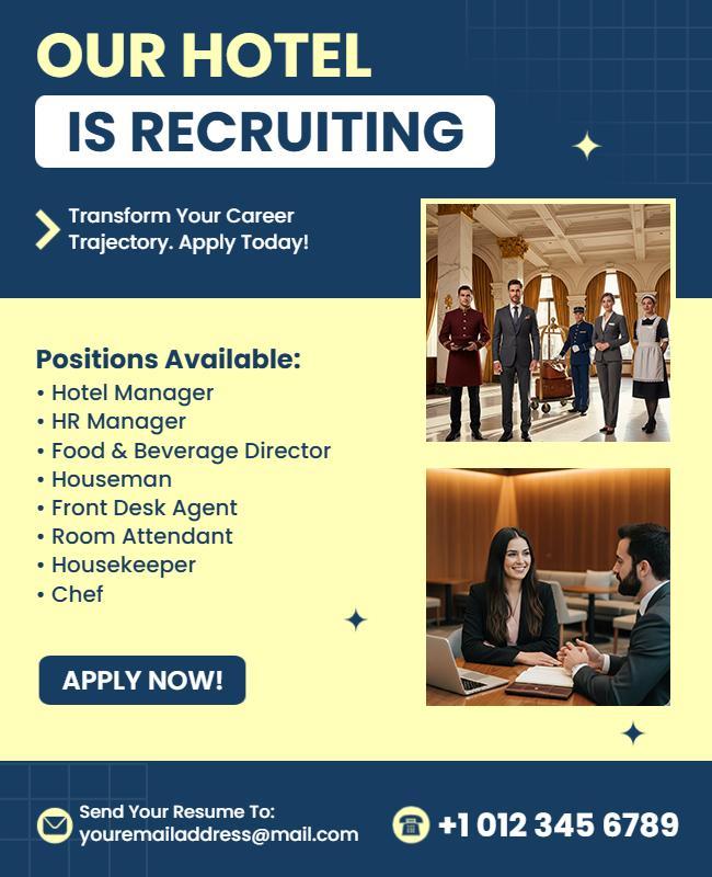 Hotel Job Recruitment Opportunities Flyer Template