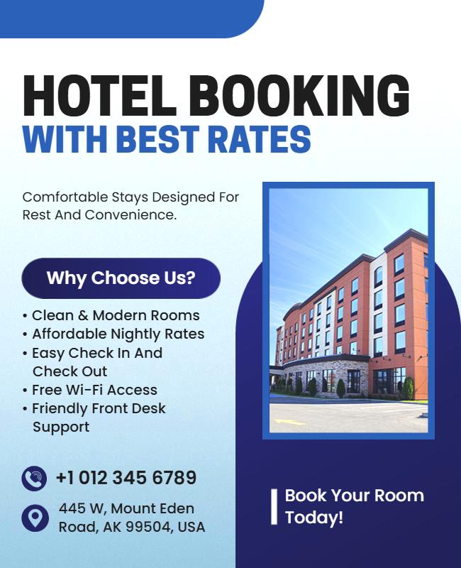 Hotel Room Booking Discount Flyer Template
