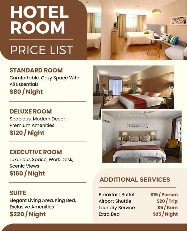 Hotel Room Price List Flyer Template