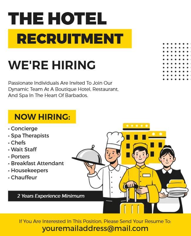 Hotel Staff Recruitment Hiring Event Flyer Template