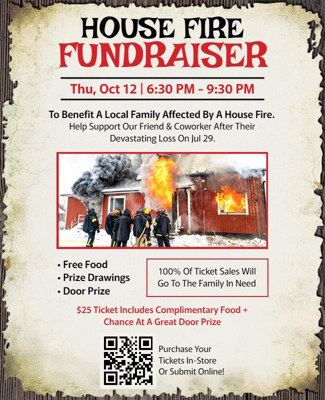 House Fire Fundraiser Event Flyer Template