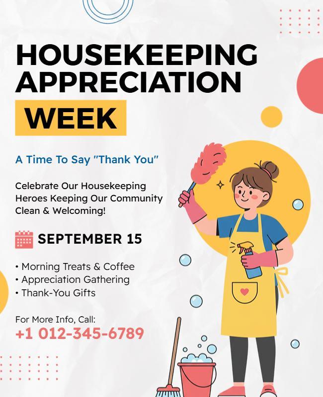 Housekeeping Appreciation Week Celebration Event Flyer Template