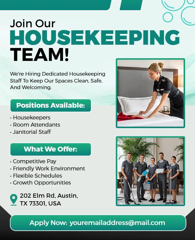 Housekeeping Staff Recruitment Flyer Template