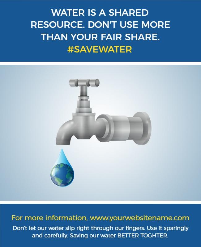 Illustrative Blue Water Conservation Awareness Poster Template
