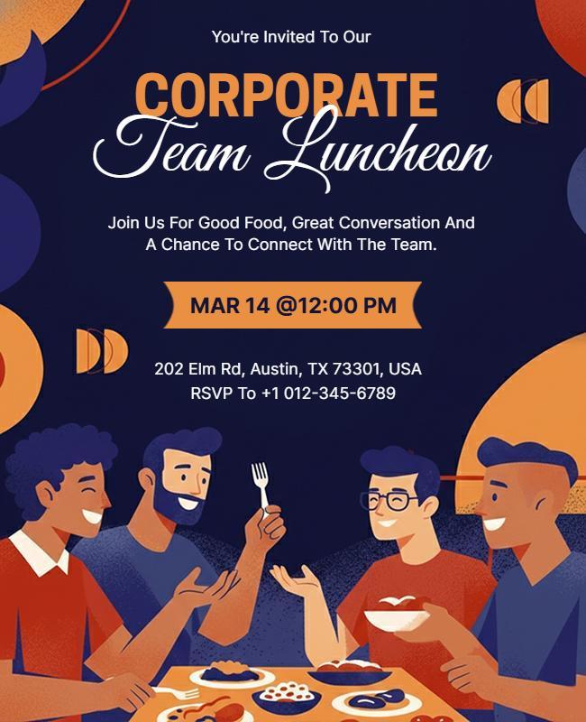 Illustrative Corporate Team Luncheon Invitation Flyer Template