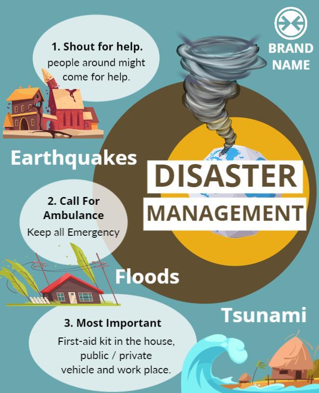 Illustrative Green Disaster Management Safety Tips Poster Template