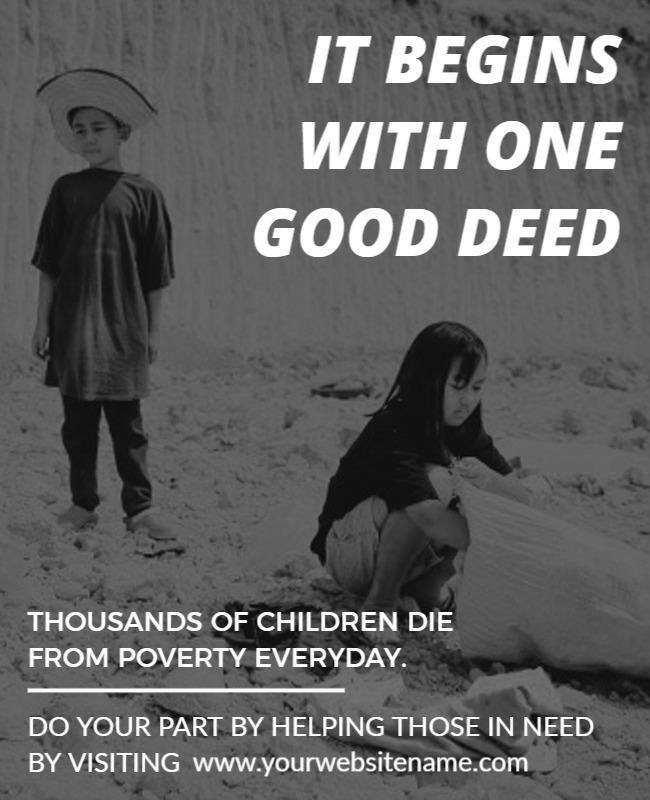 Impactful Black and White Charity Awareness Poster Template