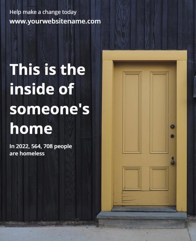 Impactful Yellow Door Highlighting Homelessness Awareness Poster Template