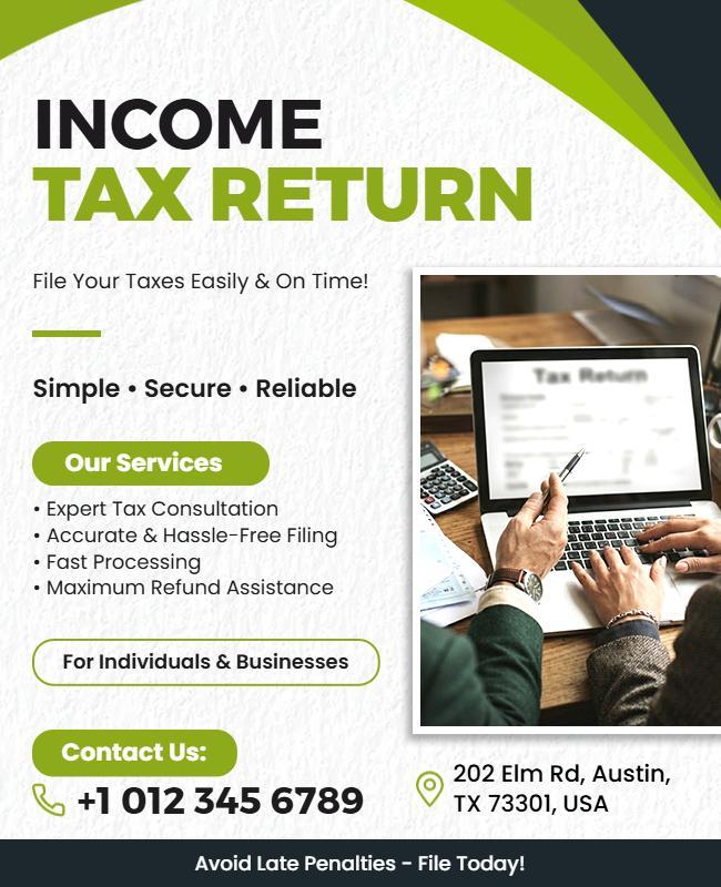 Income Tax Return Services Poster Template