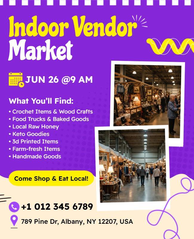 Indoor Vendor Market Event Flyer Template